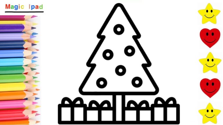 Guía paso a paso: Cómo dibujar un árbol de Navidad con regalos como un ...